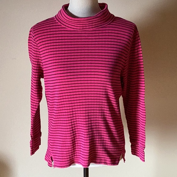 Talbots | Sweaters | T By Talbots Cherry With Black Stripes Turtleneck ...